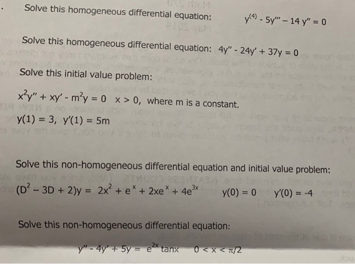 Solved Solve this homogeneous differential equation: ) - 5y" | Chegg.com