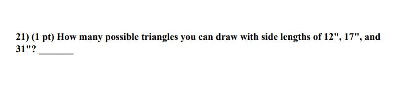 Solved 21) (1 pt) How many possible triangles you can draw | Chegg.com