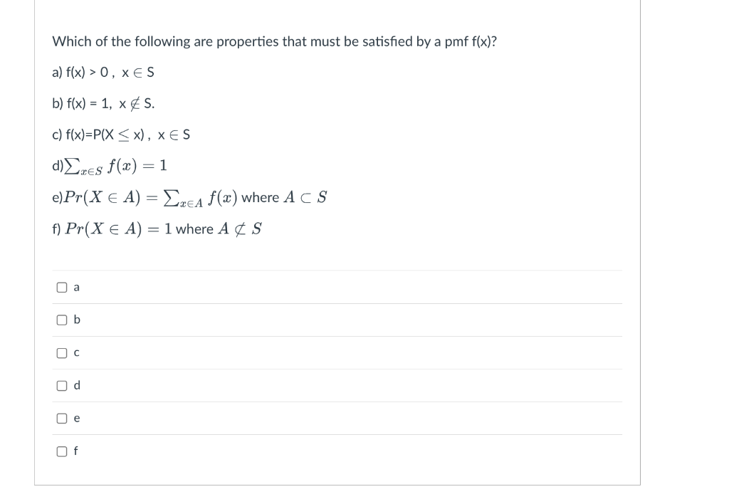 Solved Which of the following are properties that must be | Chegg.com