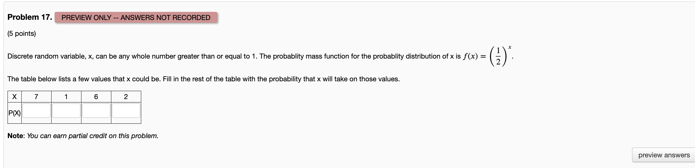 Solved Discrete random variable, x, can be any whole number | Chegg.com