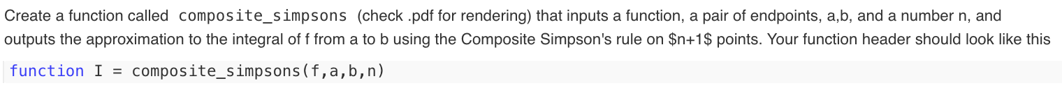 Solved Create a function called composite_simpsons (check | Chegg.com