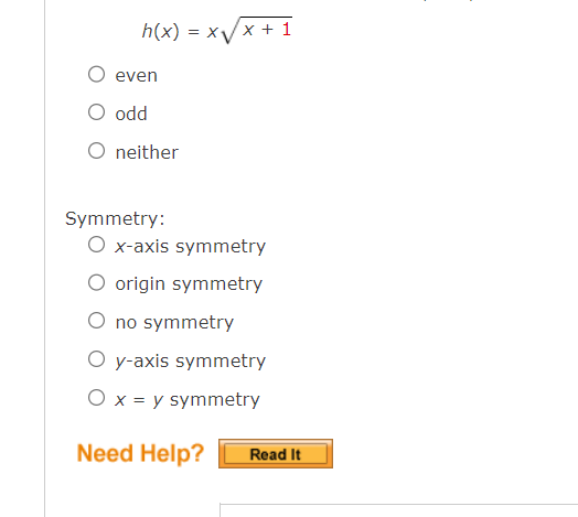 Solved Determine whether the function is even, odd, or | Chegg.com