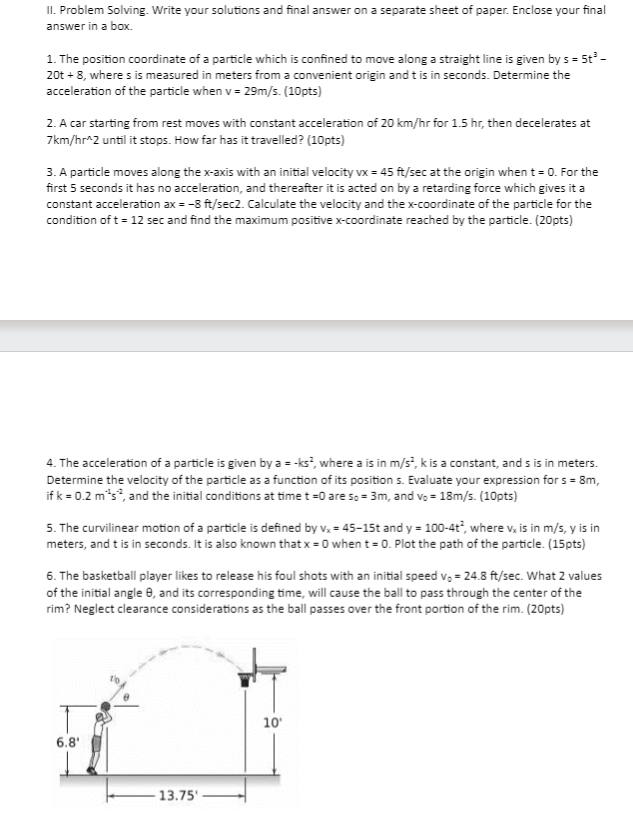 Solved 11. Problem Solving. Write your solutions and final | Chegg.com