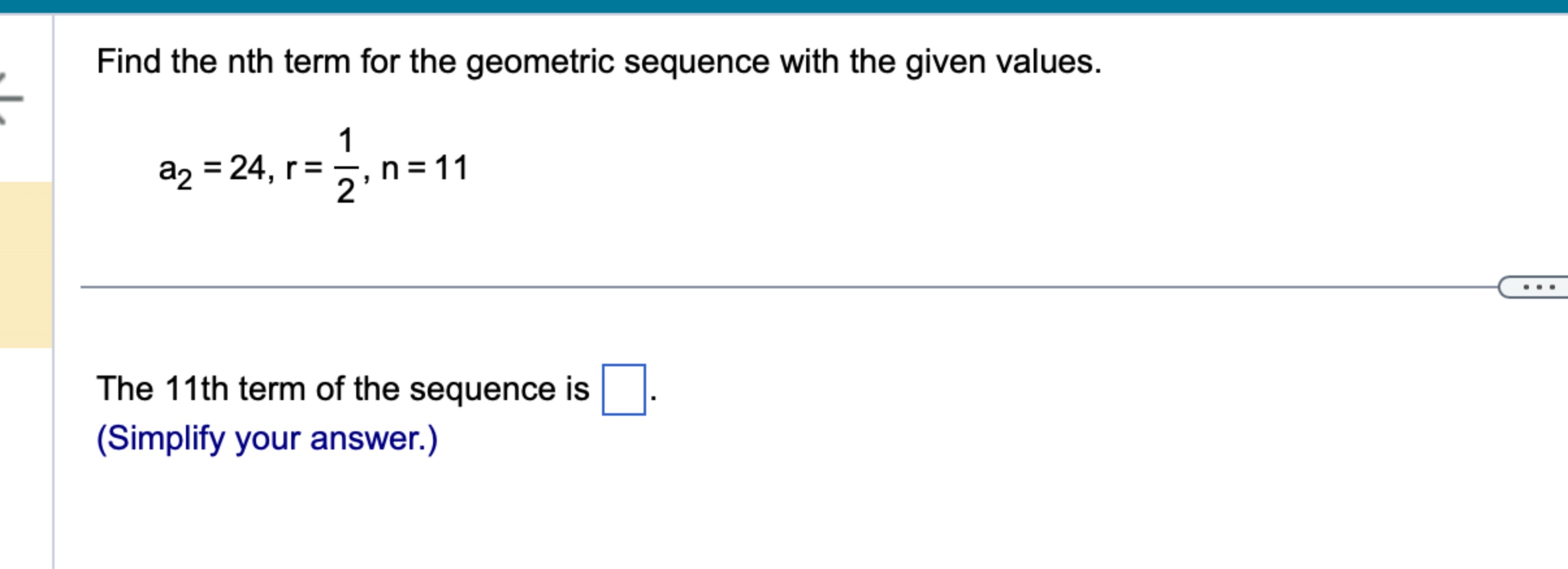 Find the nth term for the geometric sequence with the | Chegg.com
