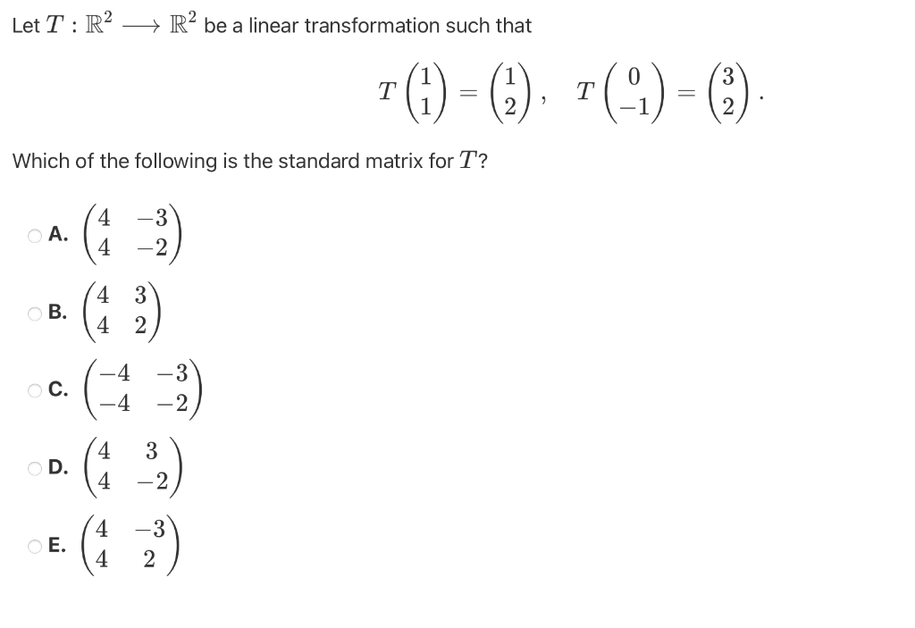 Solved Let T:R2 R2 be a linear transformation such that | Chegg.com