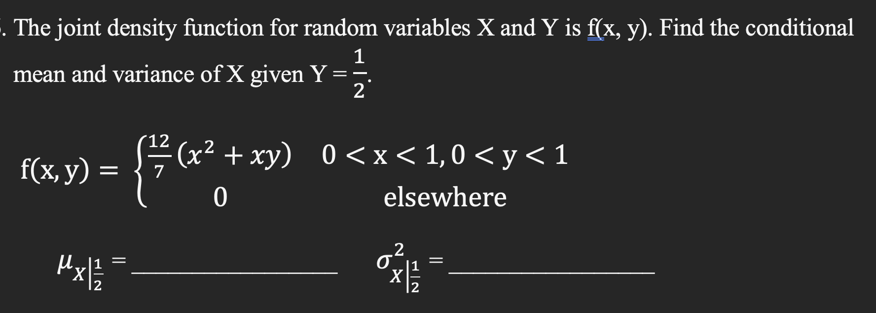 Solved The joint density function for random variables X and | Chegg.com