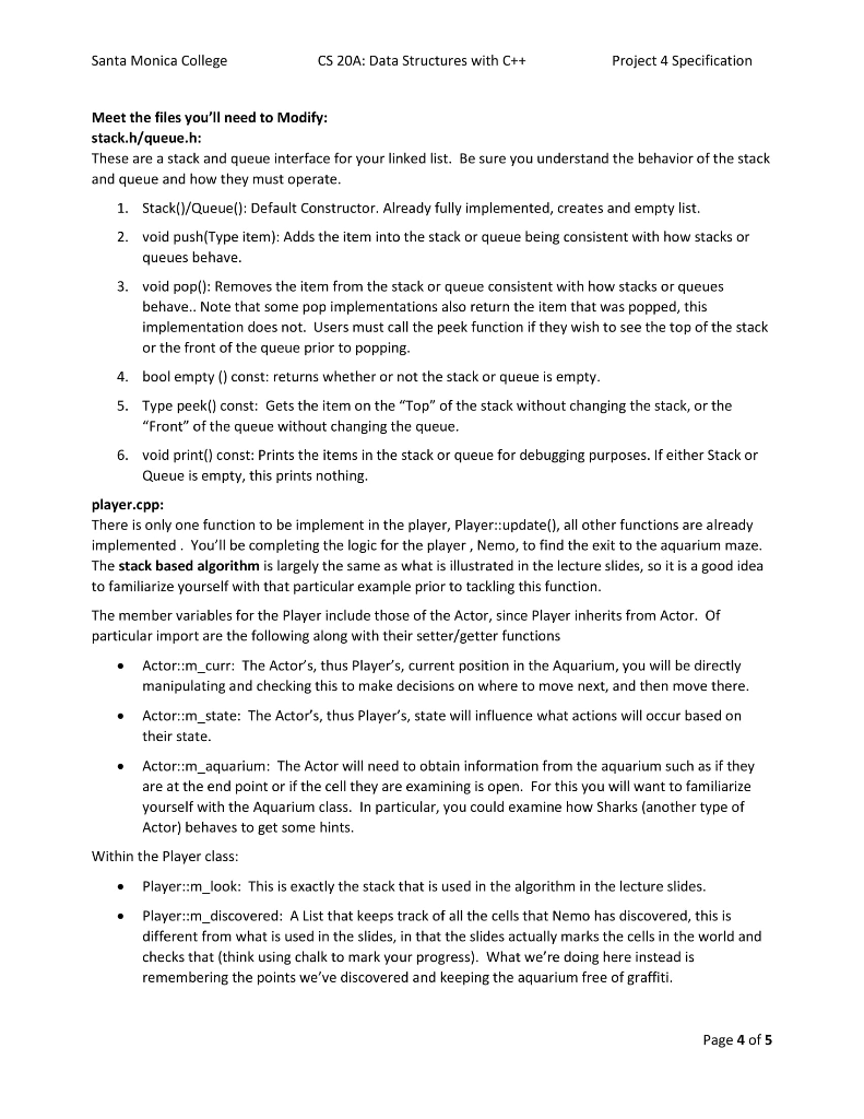 Solved Santa Monica College CS 20A: Data Structures with C++ | Chegg.com