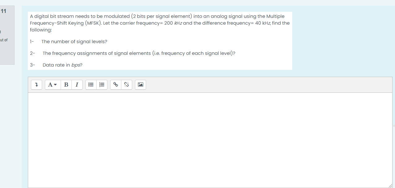 Solved 11 A digital bit stream needs to be modulated (2 bits | Chegg.com