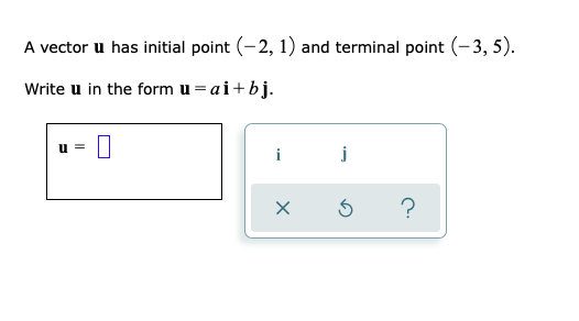 Solved A vector u has initial point (-2, 1) and terminal | Chegg.com