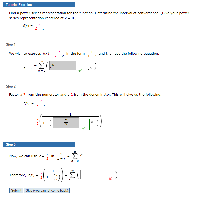 Solved Tutorial Exercise Find a power series representation | Chegg.com