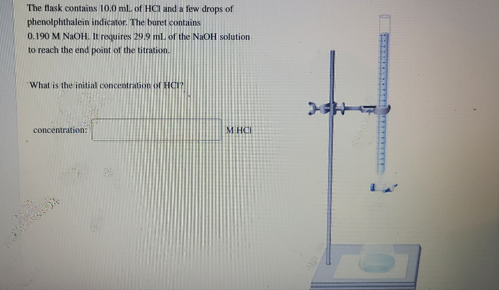 Solved The flask contains 10.0 mL of HCl and a few drops of | Chegg.com