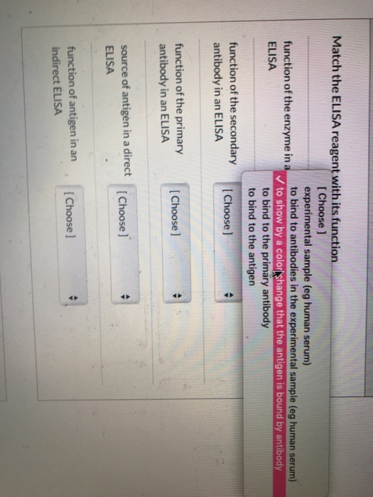 Solved Match the ELISA reagent with its function. [ Choose) | Chegg.com