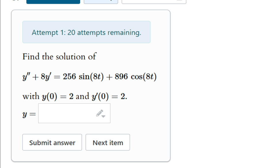 Solved Attempt 1: 20 ﻿attempts remaining.Find the solution | Chegg.com