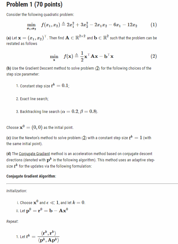 Solved Consider The Following Quadratic Problem 