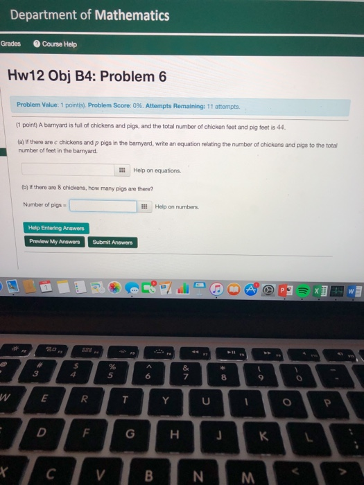 Solved Department of Mathematics Grades Course Help Hw12 Obj | Chegg.com