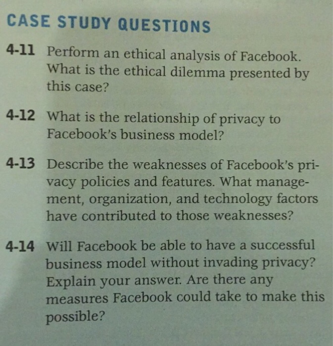 Solved Perform an ethical analysis of Facebook. What is the | Chegg.com
