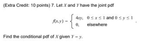 Solved (Extra Credit: 10 points) 7. Let X and Y have the | Chegg.com