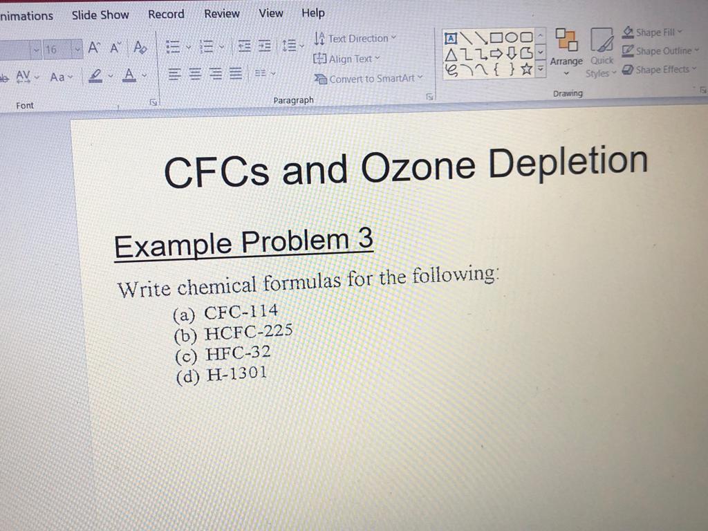 Solved CFCs and Ozone Depletion Example Problem 3 Write | Chegg.com