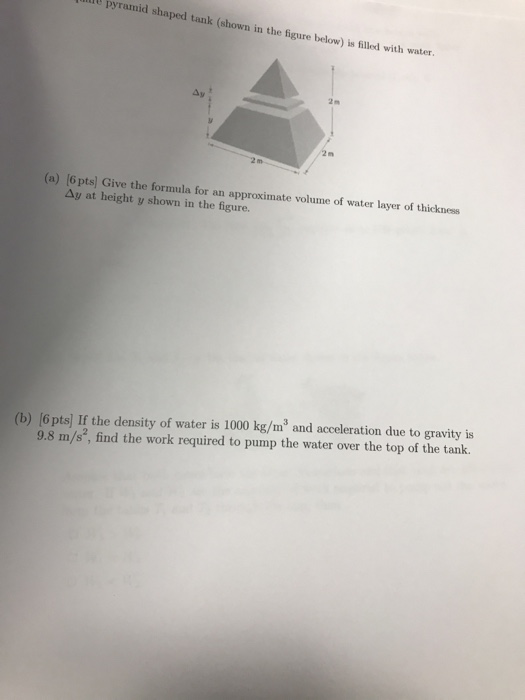 Solved pyramid shaped tank (shown in the figure below) is | Chegg.com