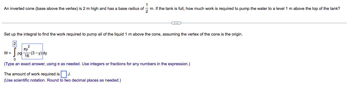 Solved An inverted cone (base above the vertex) is 2 m high | Chegg.com