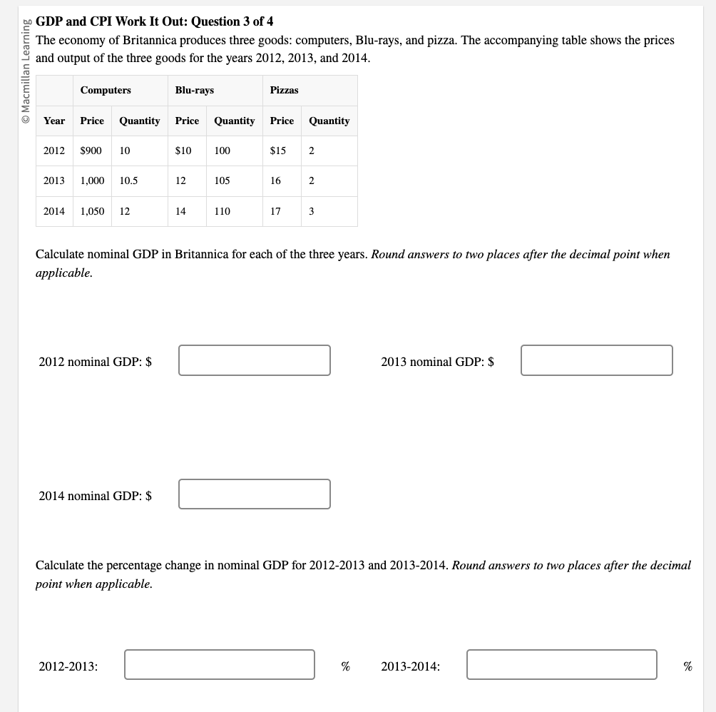 Solved Calculate nominal GDP in Britannica for each of the | Chegg.com