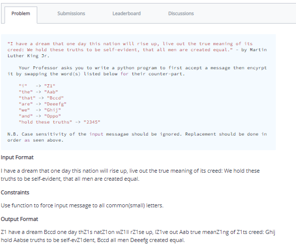Solved Problem Submissions Leaderboard Discussions "I have a | Chegg.com