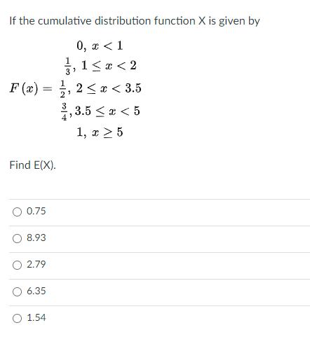 Solved If the cumulative distribution function X is given by | Chegg.com