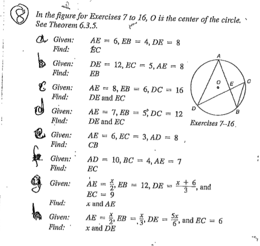 Solved 8 B In the figure for Exercises 7 to 16, 0 is the | Chegg.com