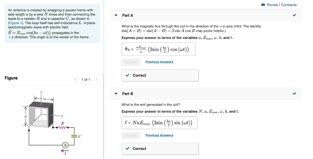 Solved A Review Constants Part A An antenna is created by | Chegg.com