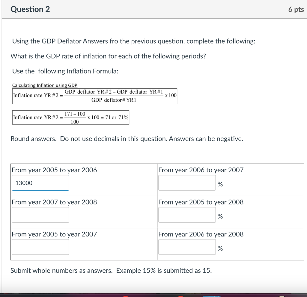 Using the GDP Deflator Answers fro the previous | Chegg.com