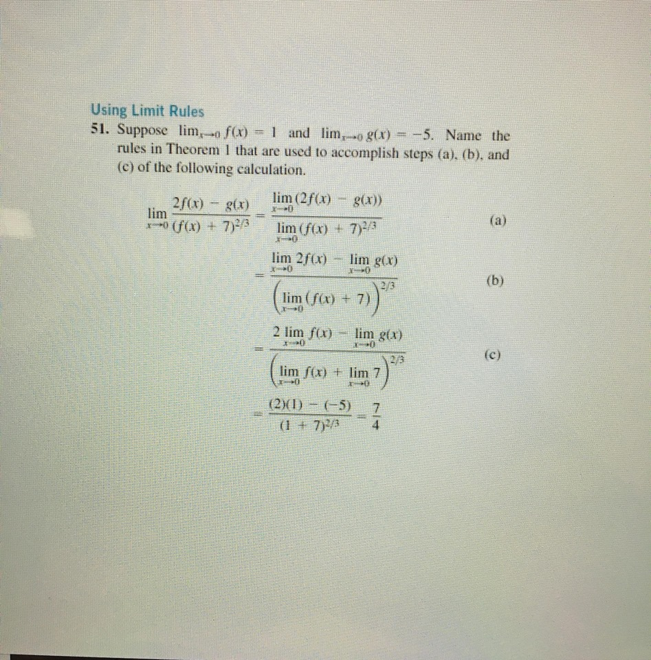 Solved Using Limit Rules 51. Suppose lim,- fx) 1 and | Chegg.com