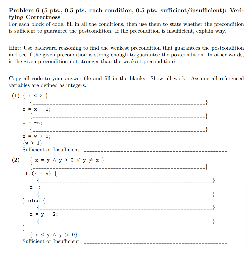 Solved Problem 6 ( 5 pts., 0.5 pts. each condition, 0.5 | Chegg.com Solved Problem 6 ( 5 pts., 0.5 pts. each condition, 0.5 | Chegg.com