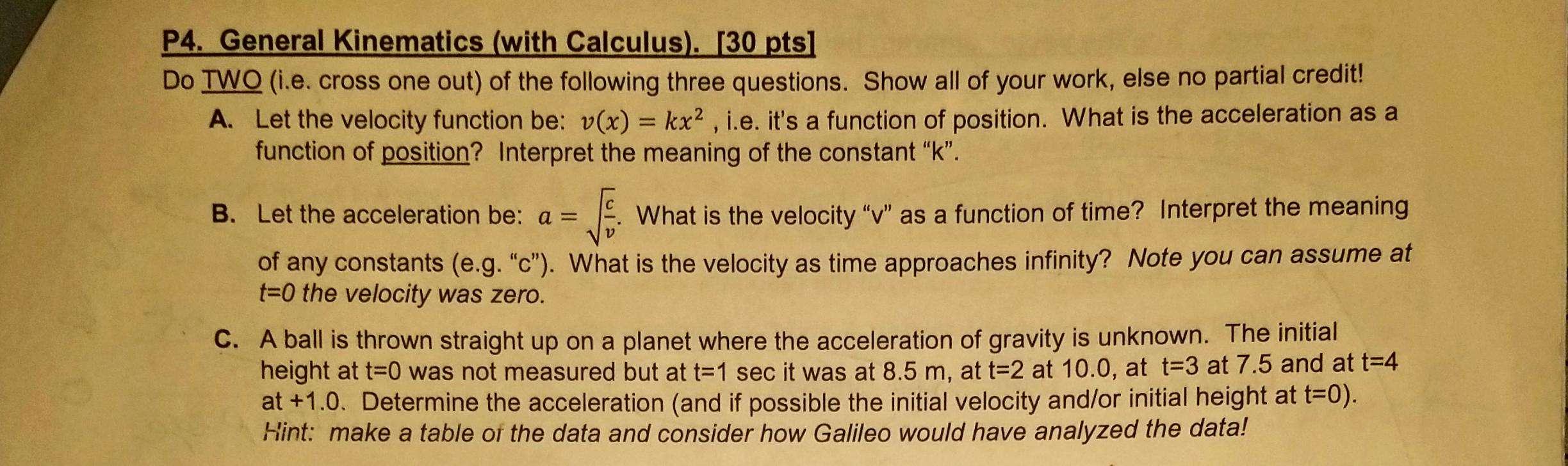 Solved P4. General Kinematics (with Calculus). [30 pts] Do | Chegg.com