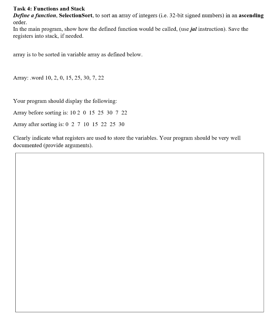 Solved Task 4: Functions and Stack Define a function, | Chegg.com