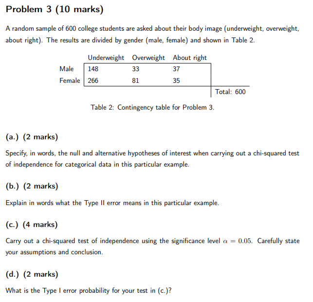 Solved Problem 3 (10 marks) A random sample of 600 college | Chegg.com