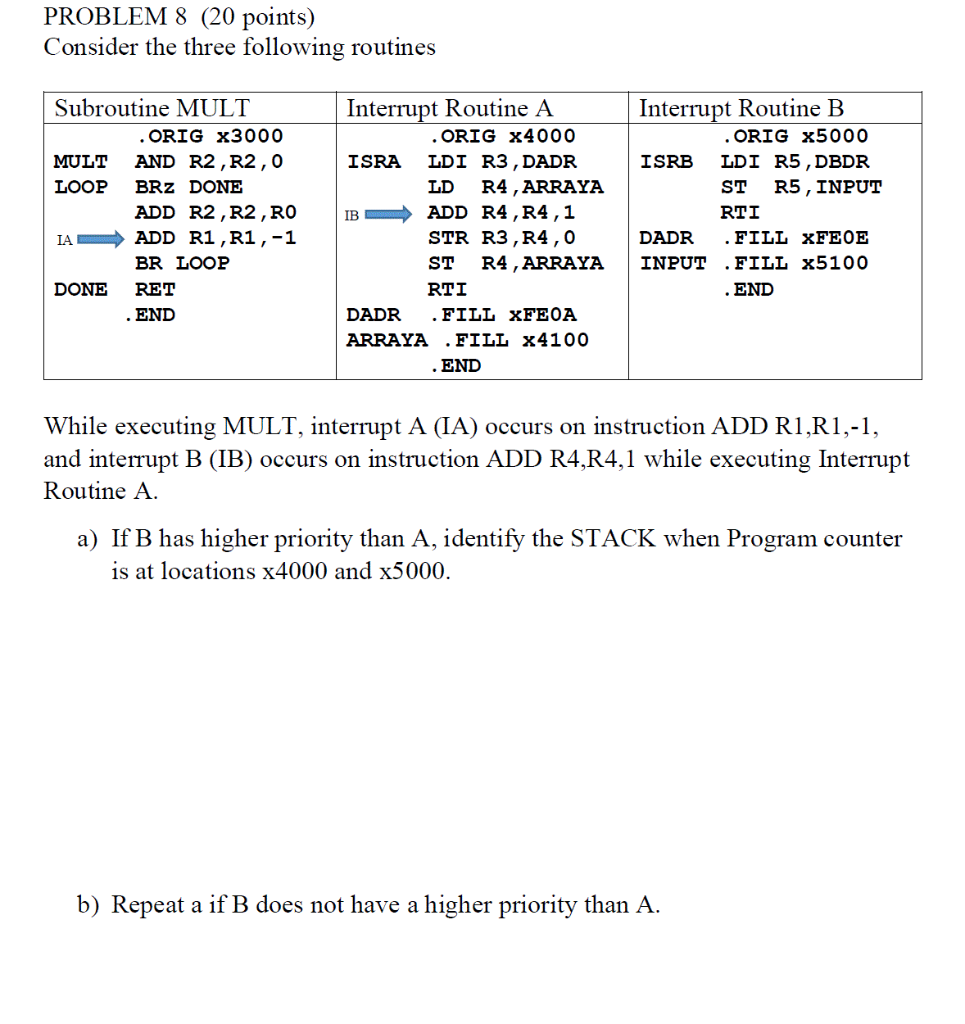 PROBLEM 8 (20 points) Consider the three following | Chegg.com