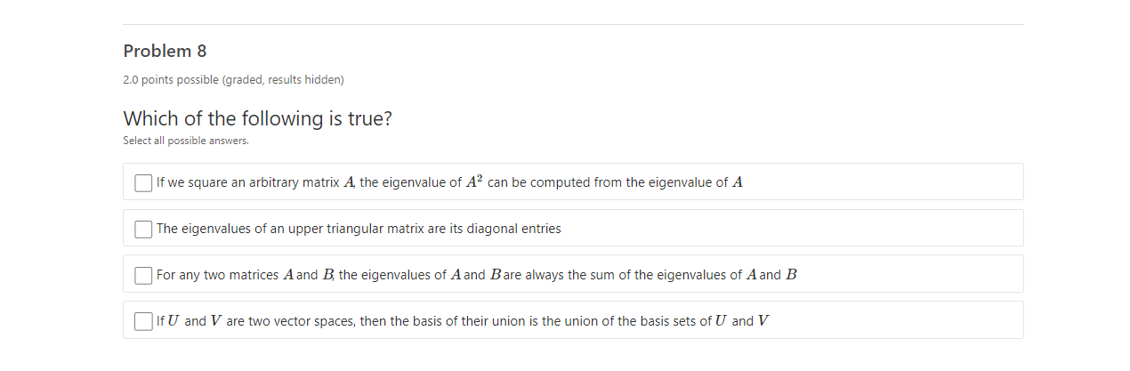Solved Problem 8 2.0 points possible (graded, results | Chegg.com