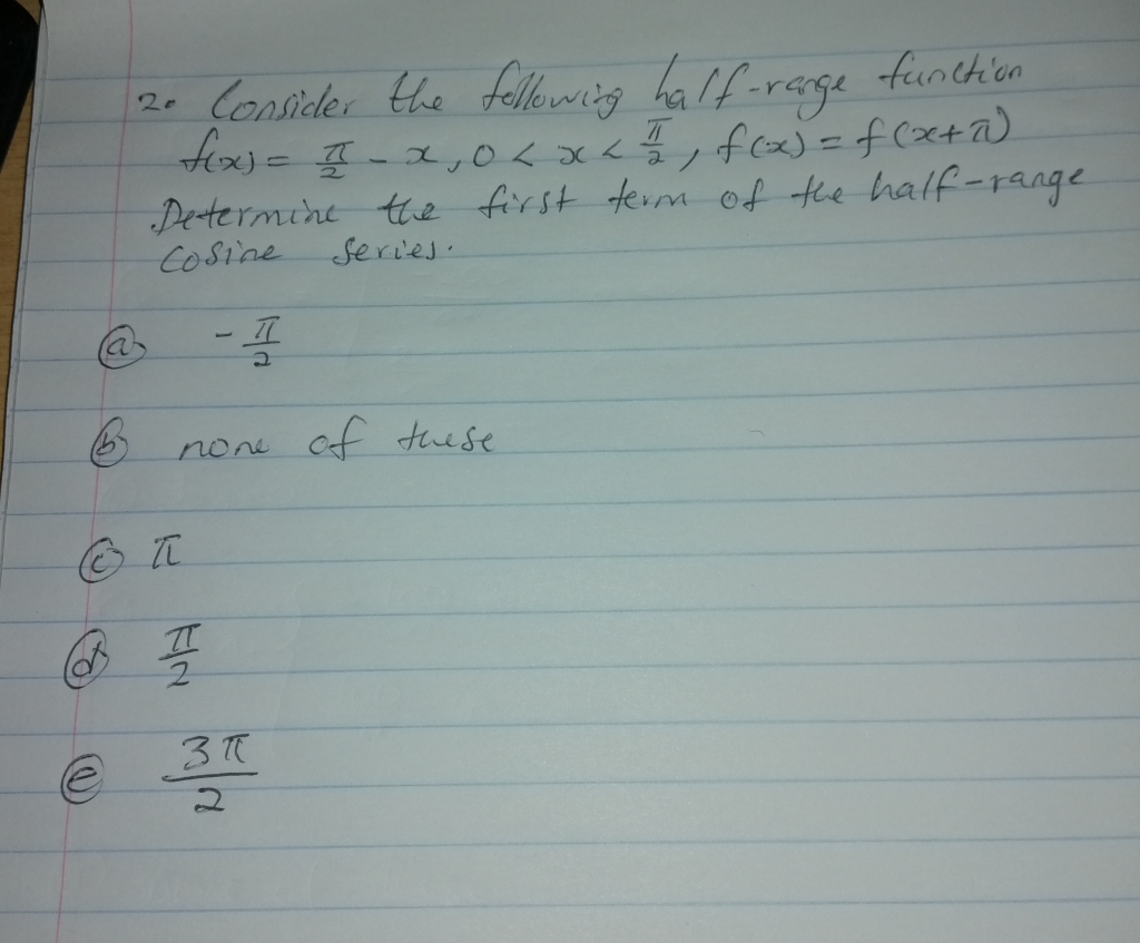 Solved 2. Consider the following half-range function f(x) = | Chegg.com