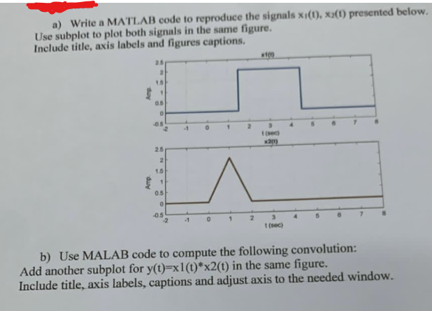 Solved a) Write a MATL.AB code to reproduce the signals | Chegg.com
