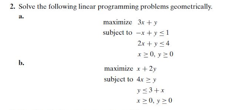 Solved 2. Solve the following linear programming problems | Chegg.com