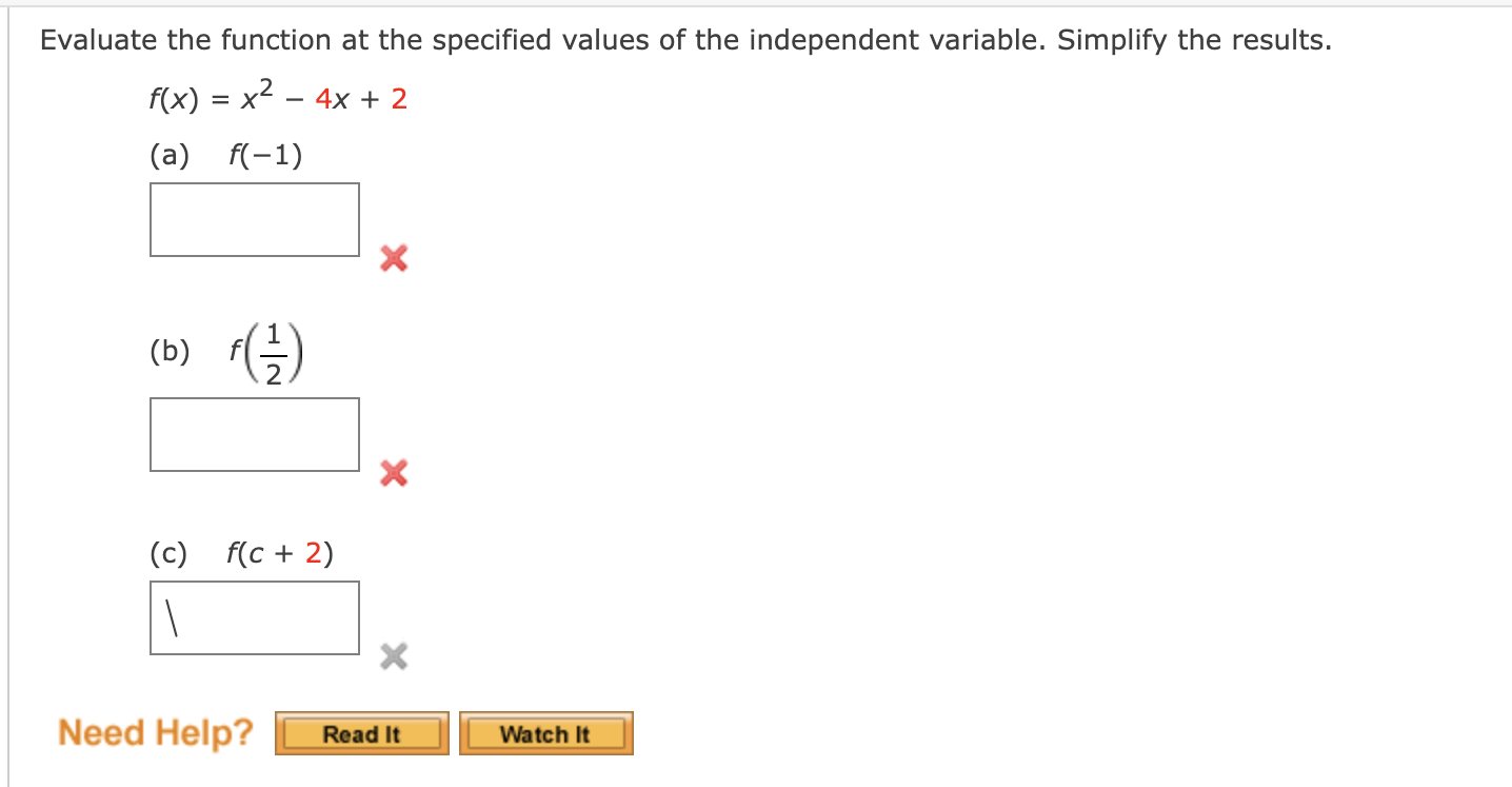 Solved Evaluate the function at the specified values of the | Chegg.com