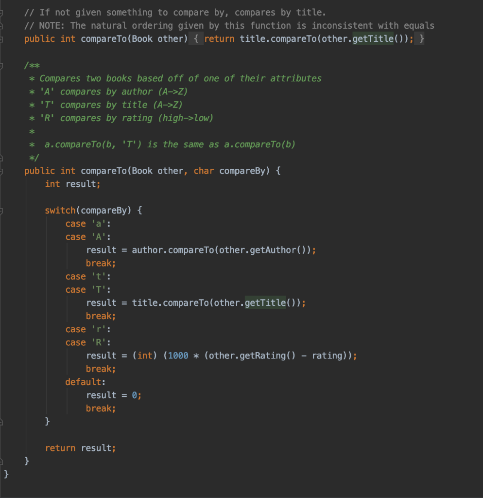 Solved 1 Creating a Bookshelf Class We will store our books | Chegg.com