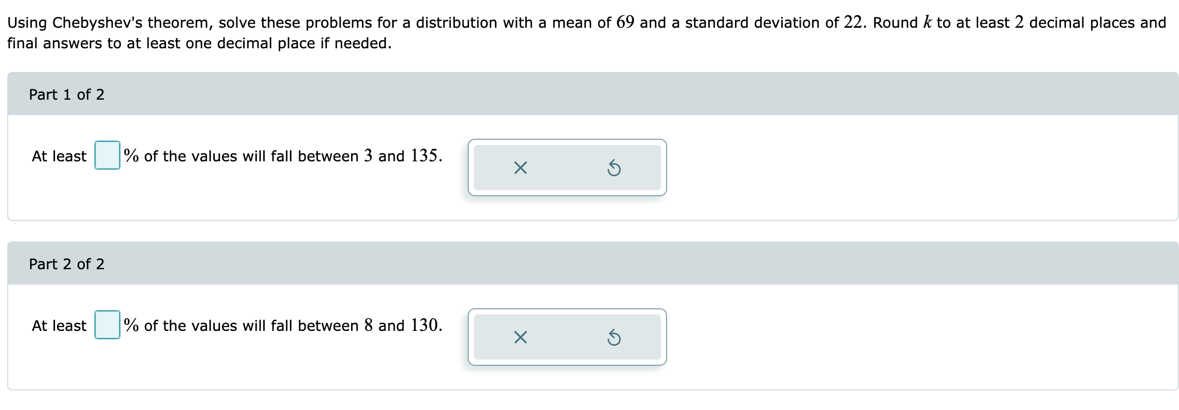 Solved Using Chebyshev's theorem, solve these problems for a | Chegg.com