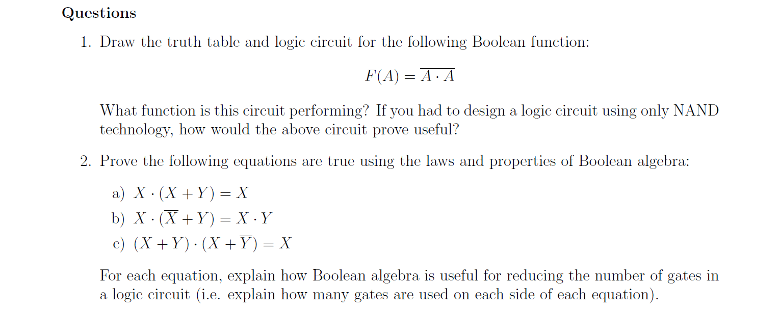 Solved Questions 1 Draw The Truth Table And Logic Circuit