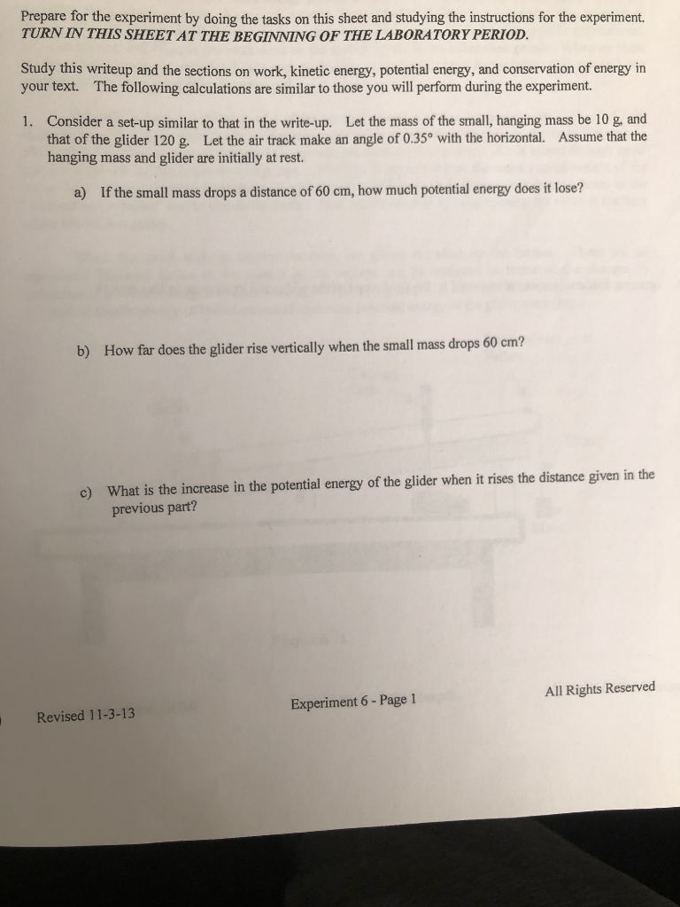 Solved Prepare for the experiment by doing the tasks on this | Chegg.com