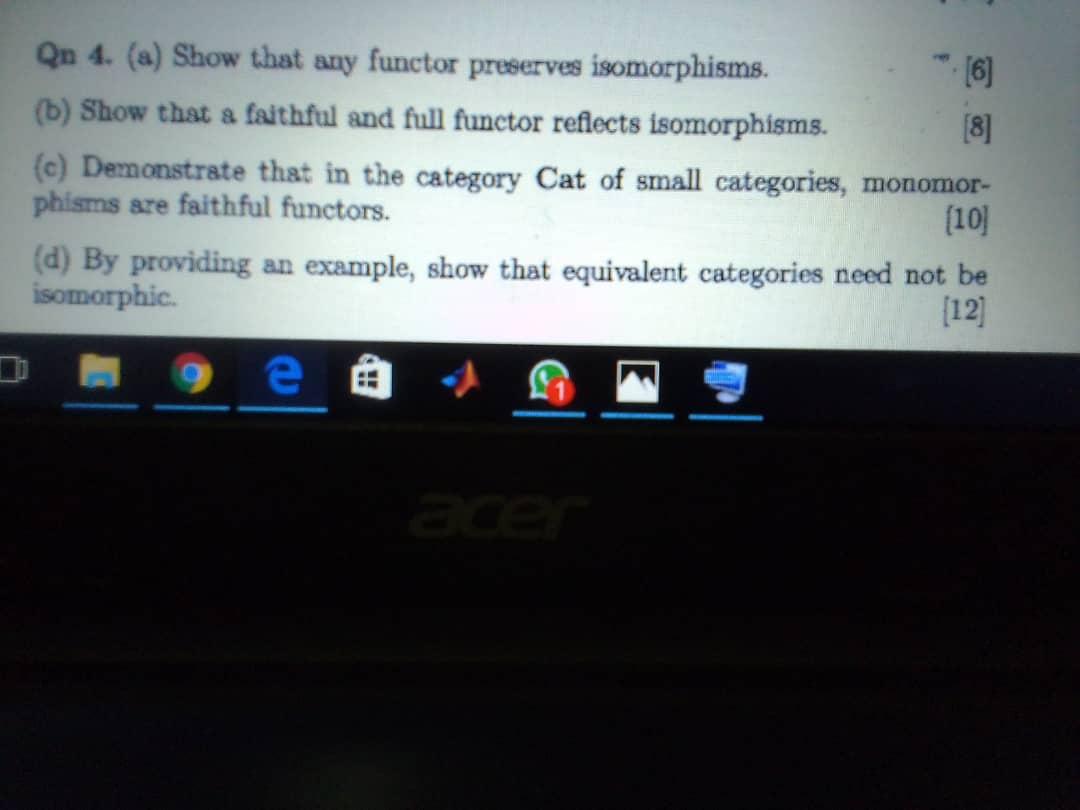 Solved Qn 4. (a) Show that any functor preserves | Chegg.com