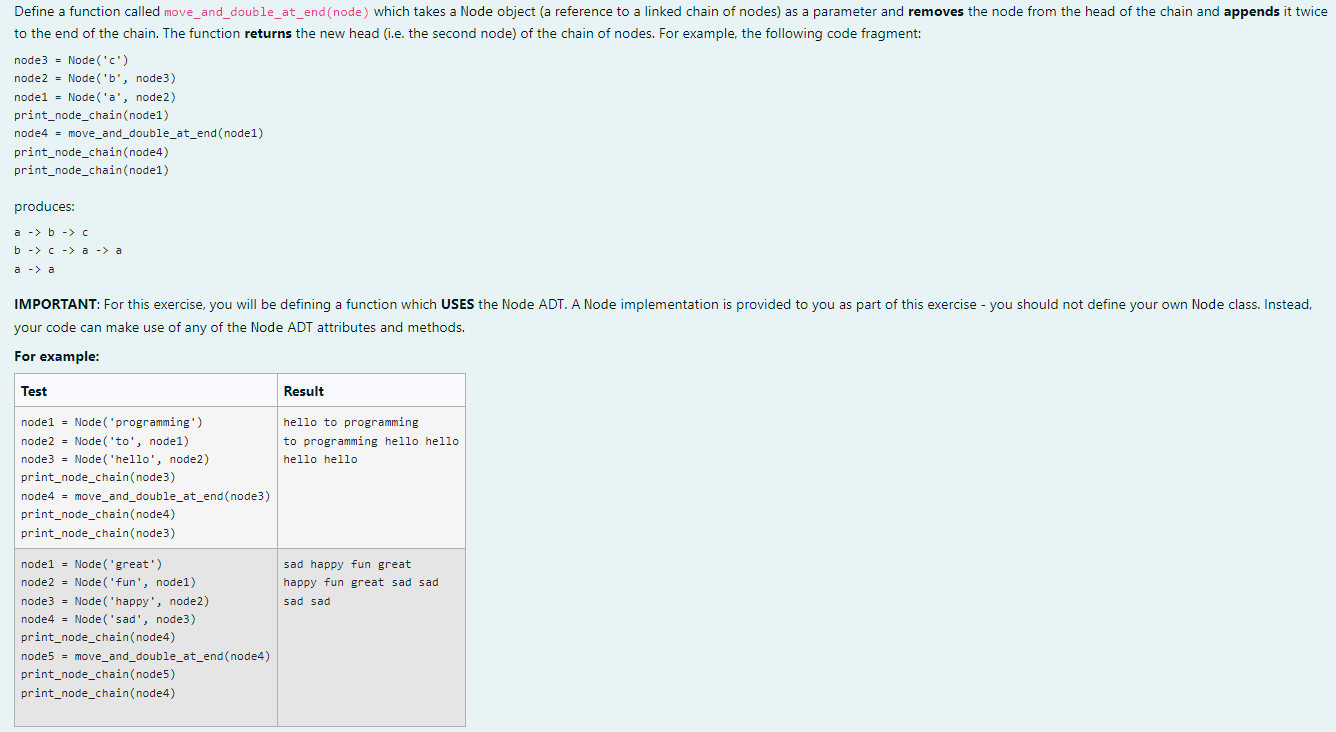 Solved to the end of the chain. The function returns the new | Chegg.com