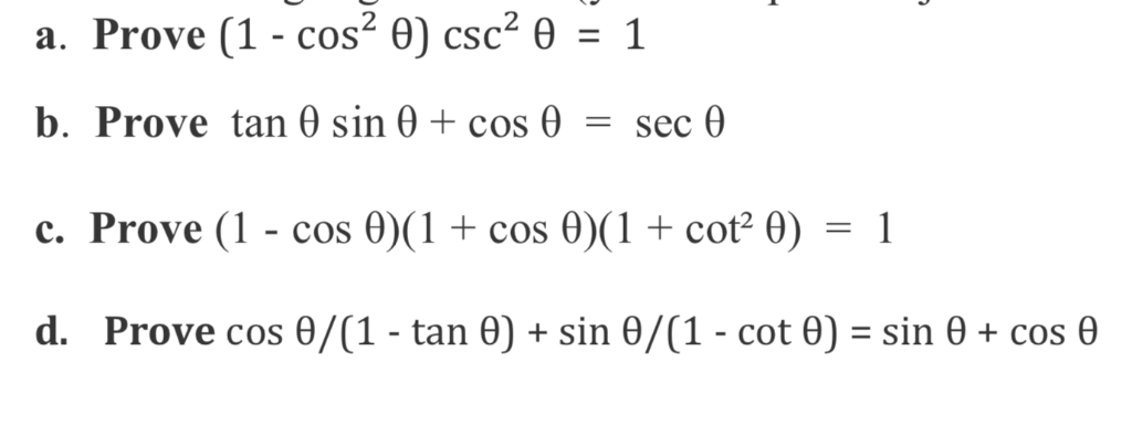 Solved 4. Prove the following trig identities, and provide | Chegg.com Solved 4. Prove the following trig identities, and provide | Chegg.com