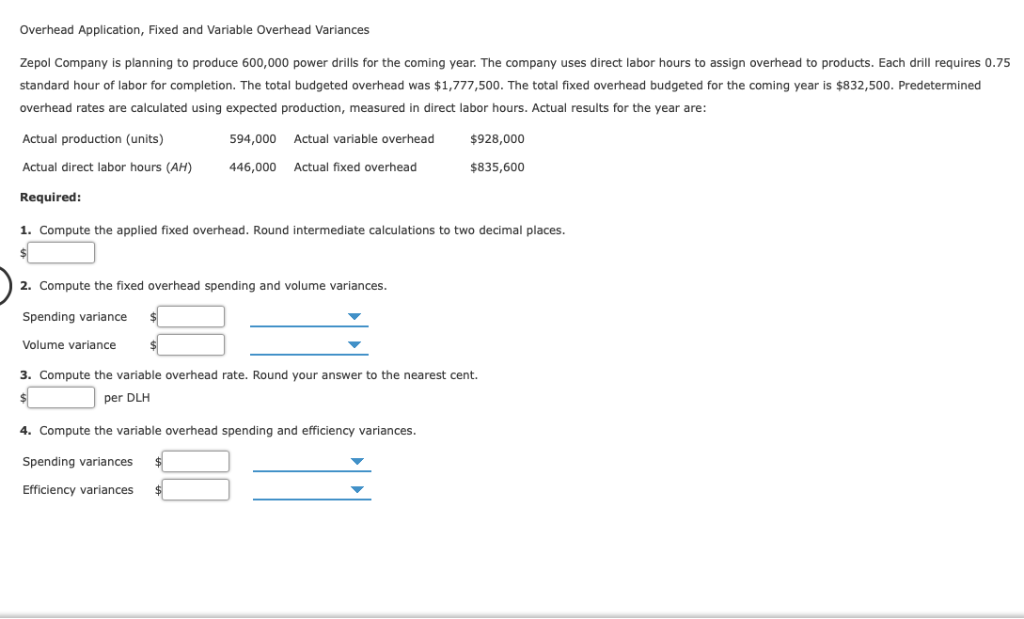 Solved Overhead Application, Fixed and Variable Overhead | Chegg.com