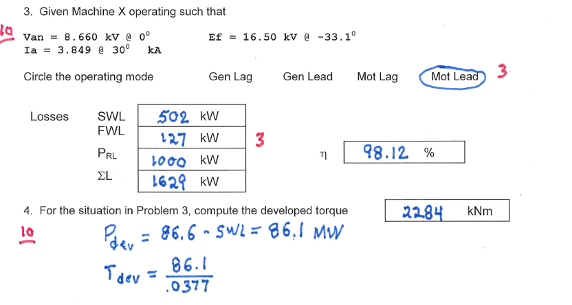 Solved *** MACHINE X: THREE-PHASE SYNCHRONOUS MACHINE | Chegg.com